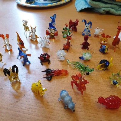 Small Glass Animals Miniature Mini Figurines Glass Animals Tiny Little ...