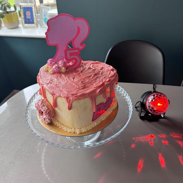 Personalised Pink Doll Cake Topper Set - Etsy UK