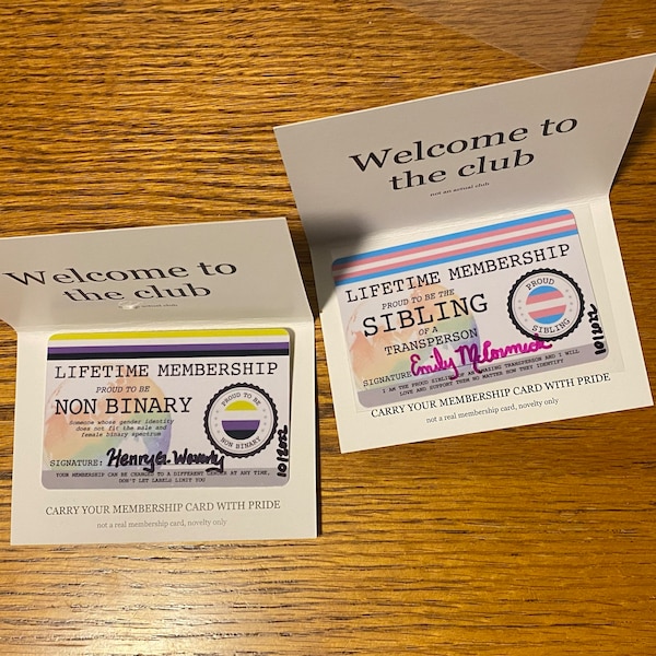 NON BINARY Lifetime Membership Card - Gay Pride Card - LGBT Identity ...