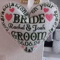 Bride and Groom Heart Stuffy, ITH, Embroidery Design. Wedding Day ...