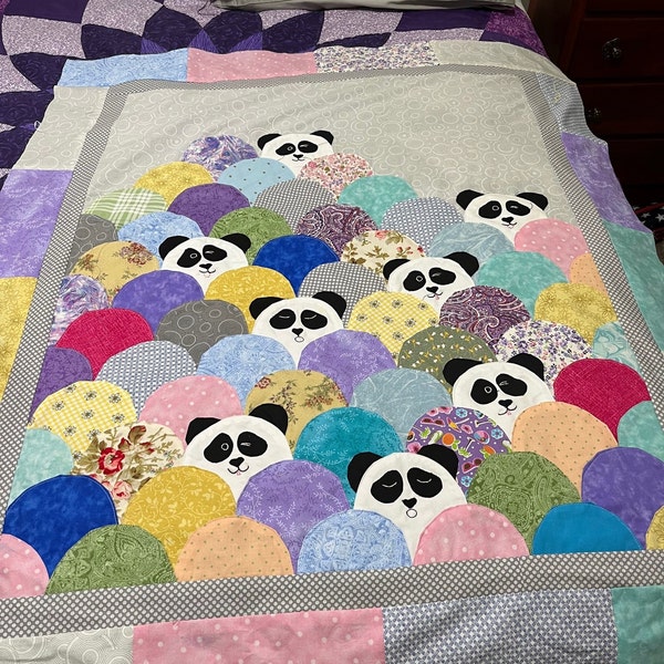 Panda Pop, Clamshell Quilt, Quilt Pattern, Applique Pattern, Love ...