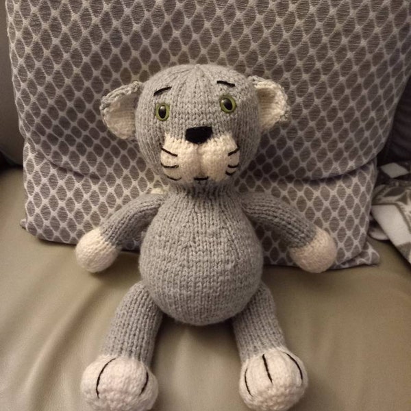 Cat Knitting Pattern, DIY Stuffed Animal,cat in Overall, Gift for Kids ...