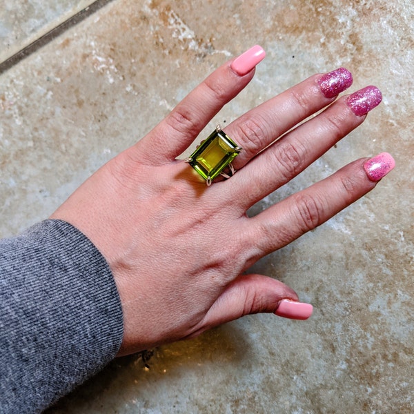 August Birthstone Ring · Peridot Ring · Rectangle Ring · Emerald Cut ...