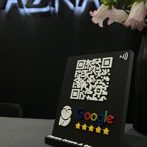 Custom Qr Stand W/ Business Card Holder and NFC Chip - Etsy