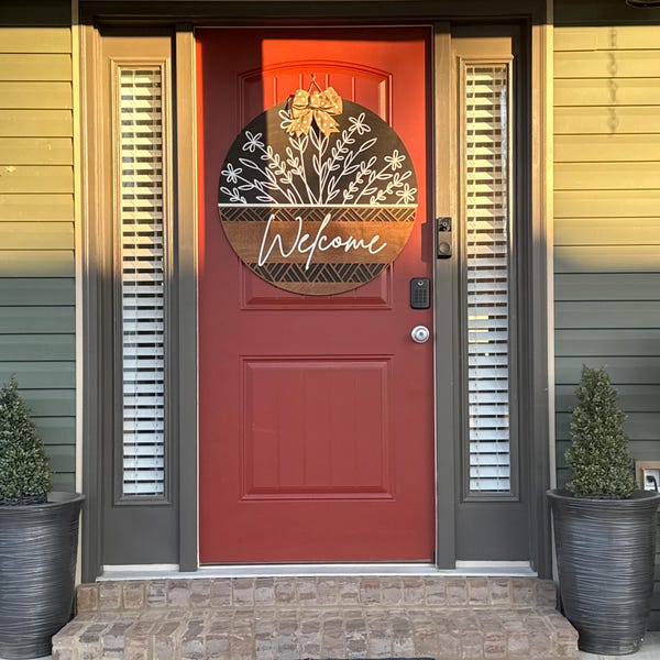 Welcome Front Door Sign|wild Flower Front Door Sign|wild Flower Door ...