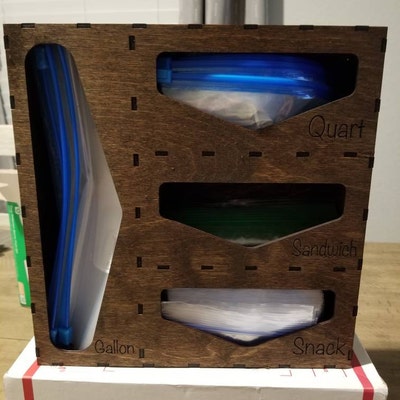 Wooden Kitchen Sandwich Bag Organizer Storage Holder for Plastic Bags ...