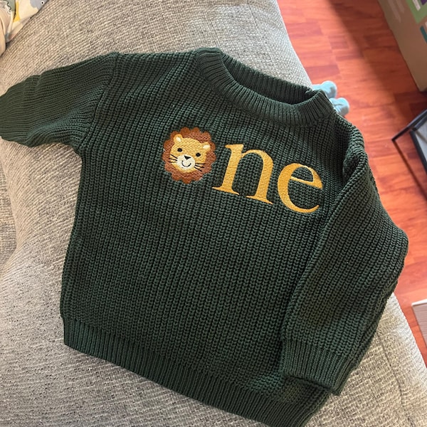 Baby Boys "beary First Birthday" Sweater - Girls One Embroidered ...