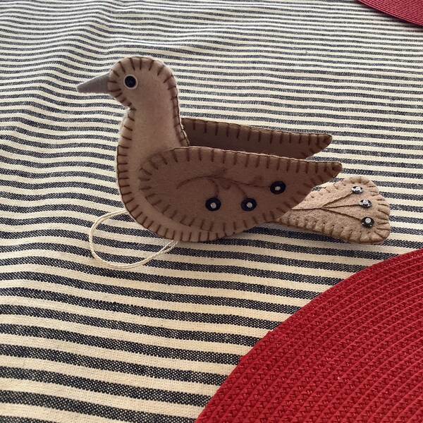 Handmade Wool Felt Dove Ornament: Embroidered Bird Decoration - Etsy
