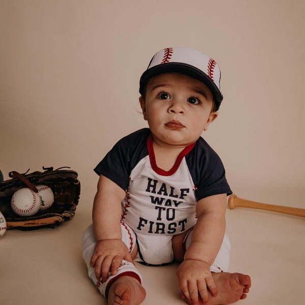 Halfway to First 6 Months Half Halfway Birthday Personalized Baseball ...