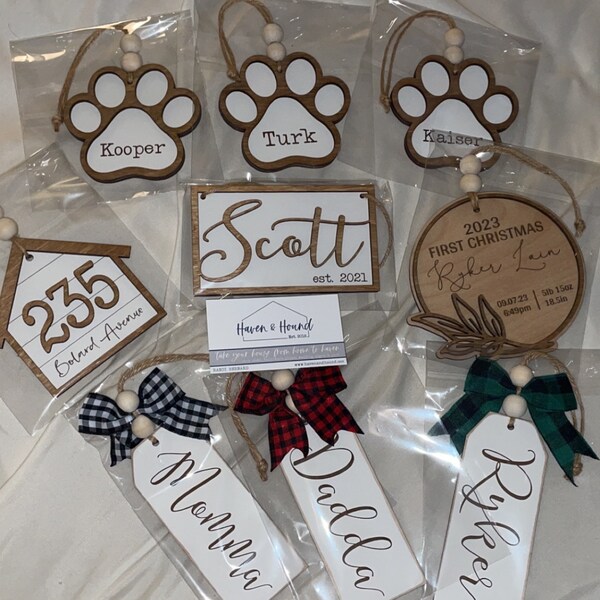 Personalized Reindeer Stall Ornament Wooden - Etsy