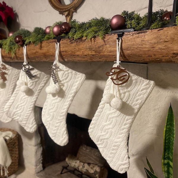 Christmas Stocking Name Tags Personalized Stocking Wood Letters Custom ...