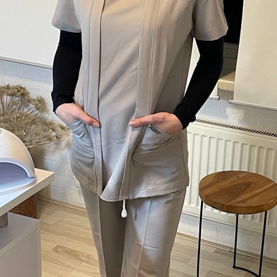 Comfortable Denim Color Scrub Set, Nurse Uniform,elasticated Doctor ...