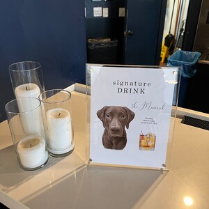 Dog Custom Drink Sign Dog Signature Drink Sign Dog Signature Cocktail ...
