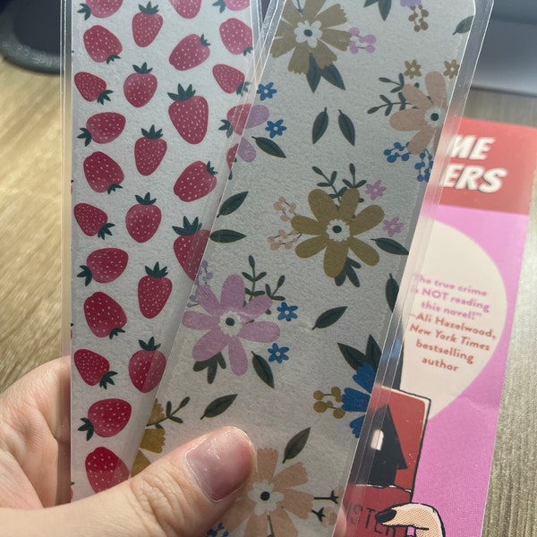 Laminated Bookmarks- Double-sided Floral Designs in Green, Blue, and ...