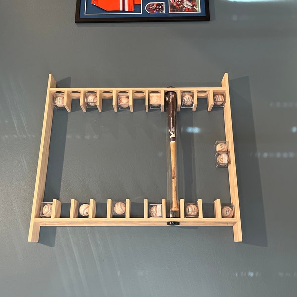 7bat Wood - Baseball Bat Display Rack W/ Multiple Shelves- Premium Pine ...