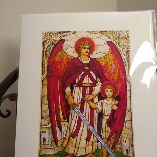 Archangel Raphael – From a Vintage Stained Glass Window – Art Nouveau ...