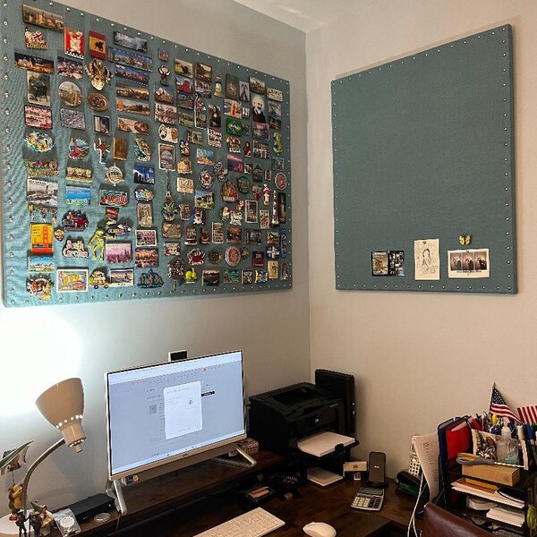 New Style PREMIUM Sleek Modern BLACK Burlap Magnetic Bulletin Board, 14 ...