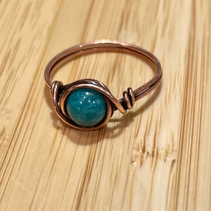 Copper Gemstone Ring. FREE SHIPPING. Copper Wire Ring. | Etsy