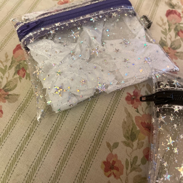 Clear Coin Pouch Holographic Glitter Stars Neon Zipper | Zip Pouch ...
