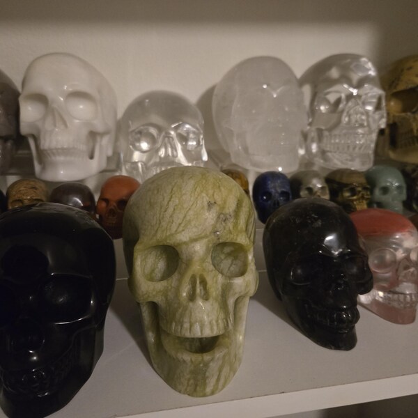 Skullis Crystal Skull, 6.3 Larimar Hand Carved Gemstone Skull, Super ...