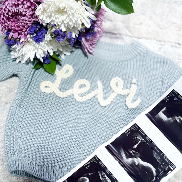 Personalized Hand-embroidered Baby Boy Sweater | Custom Name Newborn ...