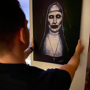 Valak lights Out Version Painting Replica Print Canvas demon Nun, the Conjuring - Etsy