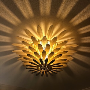 Wood Flower Ceiling Light, DAISY Pendant Light Fixture, Wood Pendant ...