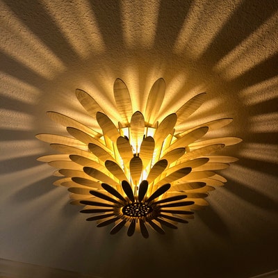 Wood Flower Ceiling Light, DAISY Pendant Light Fixture, Wood Pendant ...