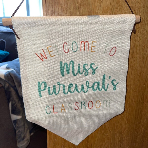 Personalised Teacher Class Room Flag, Teacher Gift, Personalised ...