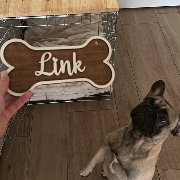 Wooden Dog Name Tag, Dog Kennel Sign, Personalized Pet Tag, Dog Room ...