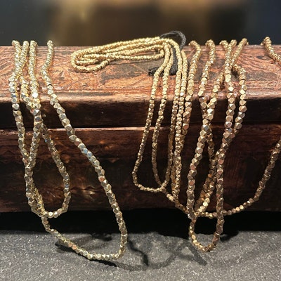 Faceted Gold Triangle Heishi Beads 4mm: Metal Spacer Beads Ethnic Metal ...