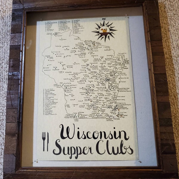 Wisconsin Supper Clubs Map REVISED 2023 - Etsy