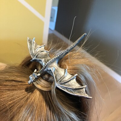 Realistic Dragon Hair Clip Antique Silver PRE ORDER Shipping in 6-10 ...