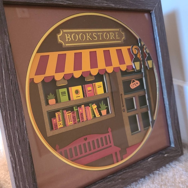 3D Bookstore Shadow Box, Book Lover Layered Paper Art, 3D Mandala ...