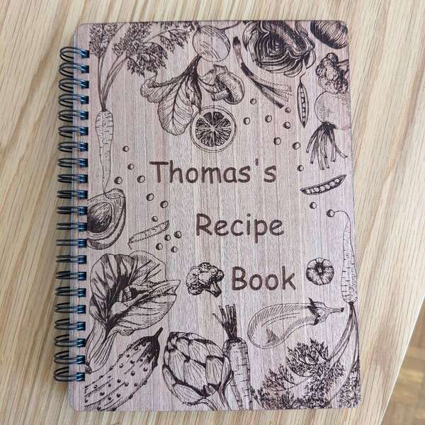 Personalized Wood Recipe Spiral Notebook Birthday Gift for Her Custom ...