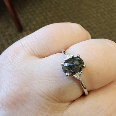 Raw Diamond Oval Triangle Diamond Salt and Pepper Unique - Etsy