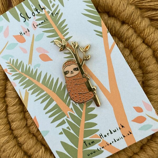 Sloth Enamel Pin Cute Animal Pin, Pin Badge, Hard Enamel Pin, Animal ...