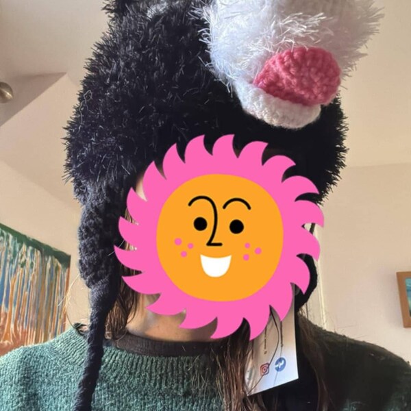 Bunny Ears Hat With Tall Ears and Braids, Rabbit Hat With Tall Ears ...