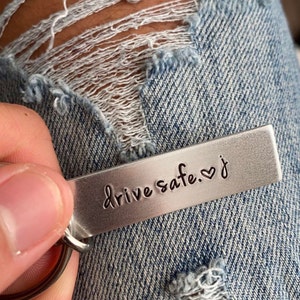 Drive Safe I Love You With Initials Customizable Hand Stamped | Etsy