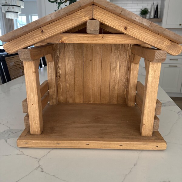 Ready to Ship,large Traditional Log Nativity Stable, 18 1/2"x 15"x 13 1 ...