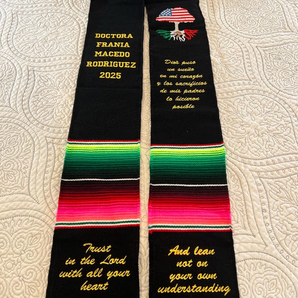 Mexican Graduation Sash Stole Class of 2025, First Generation. Black ...
