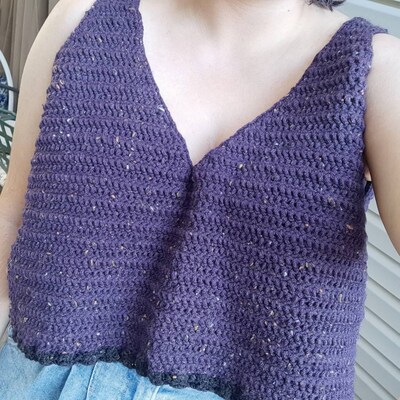 Crochet Tank Top Pattern Modern V-neck Tank Top Easy Summer Top DIY ...