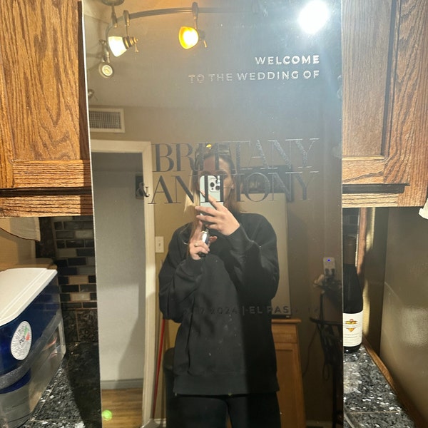 Silver Mirror Acrylic Wedding Welcome Sign - Reception Signage ...