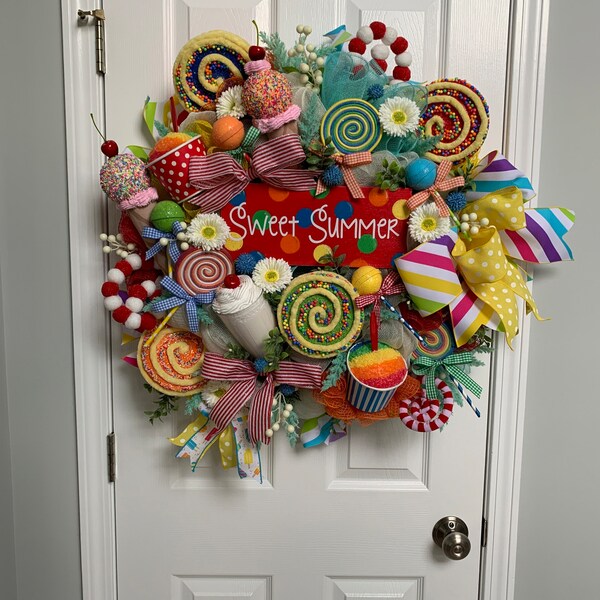 Gingerbread Christmas Wreath Holiday Candy Land Wreath Cookie Door ...