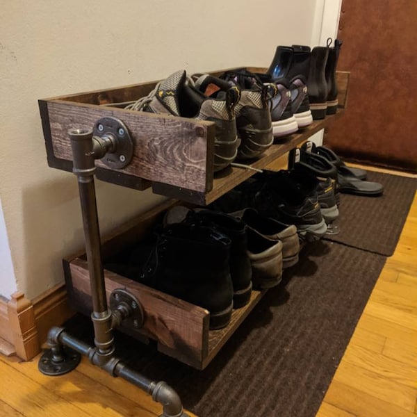 Industrial Shoe Rack, Shoe Storage, Shoe Rack, Entryway Shoe Organizer ...