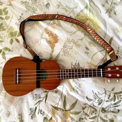 Ukulele Strap, Mandolin Strap Narrow 28mm, 1 Inch Gold, Wine, Red ...