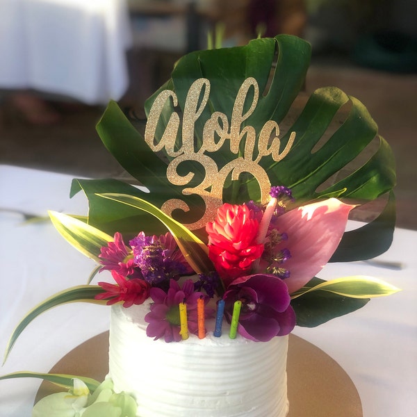 Glitter Aloha 30, Thirty Cake Topper, 30th Birthday, 30 and Flirty, 30 ...