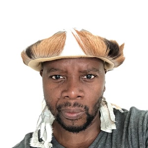 3 in 1 White and Gold Zulu Hati Large Zulu Hat african Hat Isicholo ...