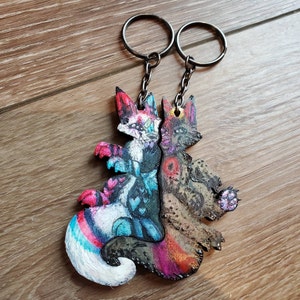 Interlocking Fox and Wolf Couple Keychains Friendship or - Etsy