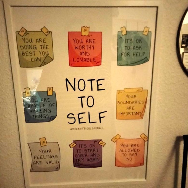 Note to Self Digital Mental Health Poster, Self Love, Self Care ...
